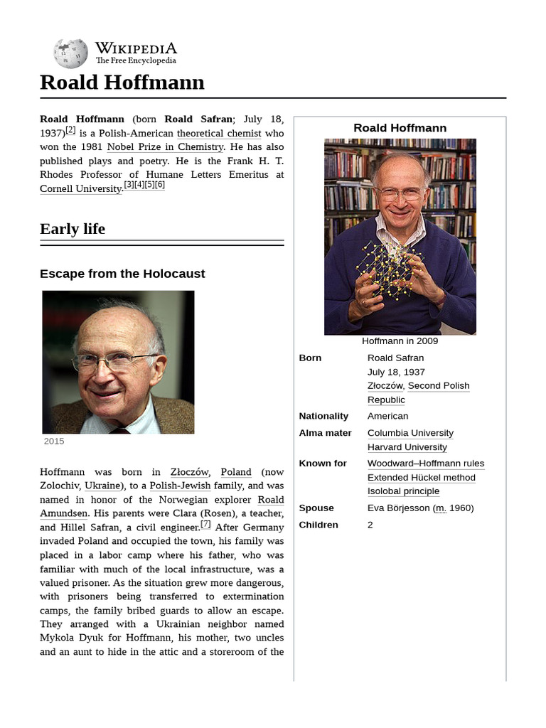 Roald_Hoffmann | PDF | Physical Sciences | Chemistry