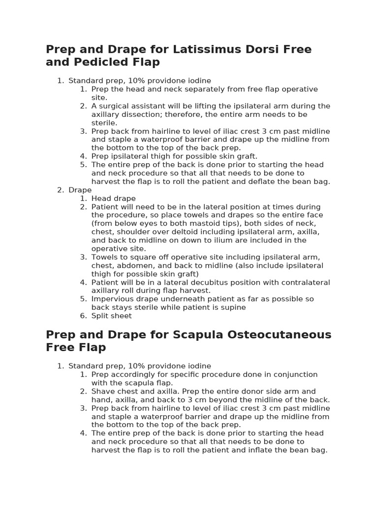 Prep and Drape For Latissimus Dorsi Free and Pedicled Flap | PDF ...