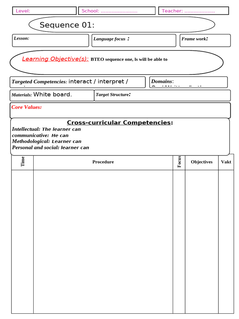 Empty Lesson Plan | PDF