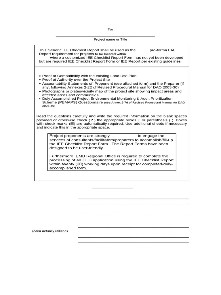GENERIC IEE Checklist Form | PDF | Water | Erosion