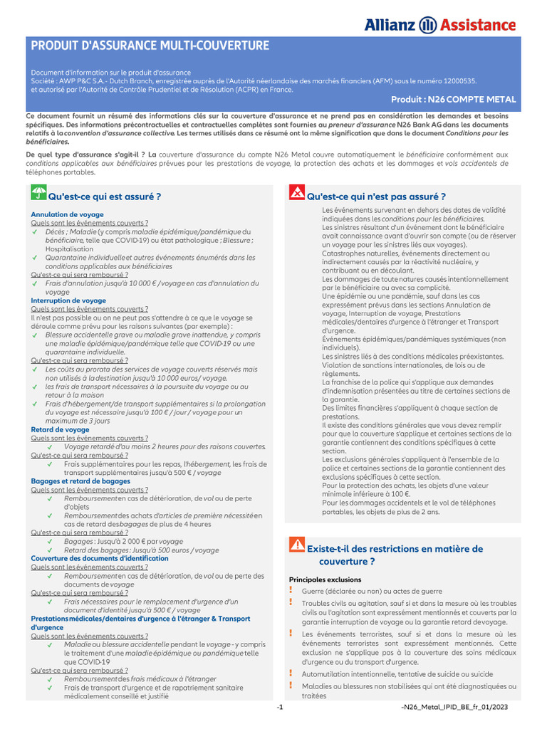 06 - Allianz Insurance Product Information Document BEL | PDF