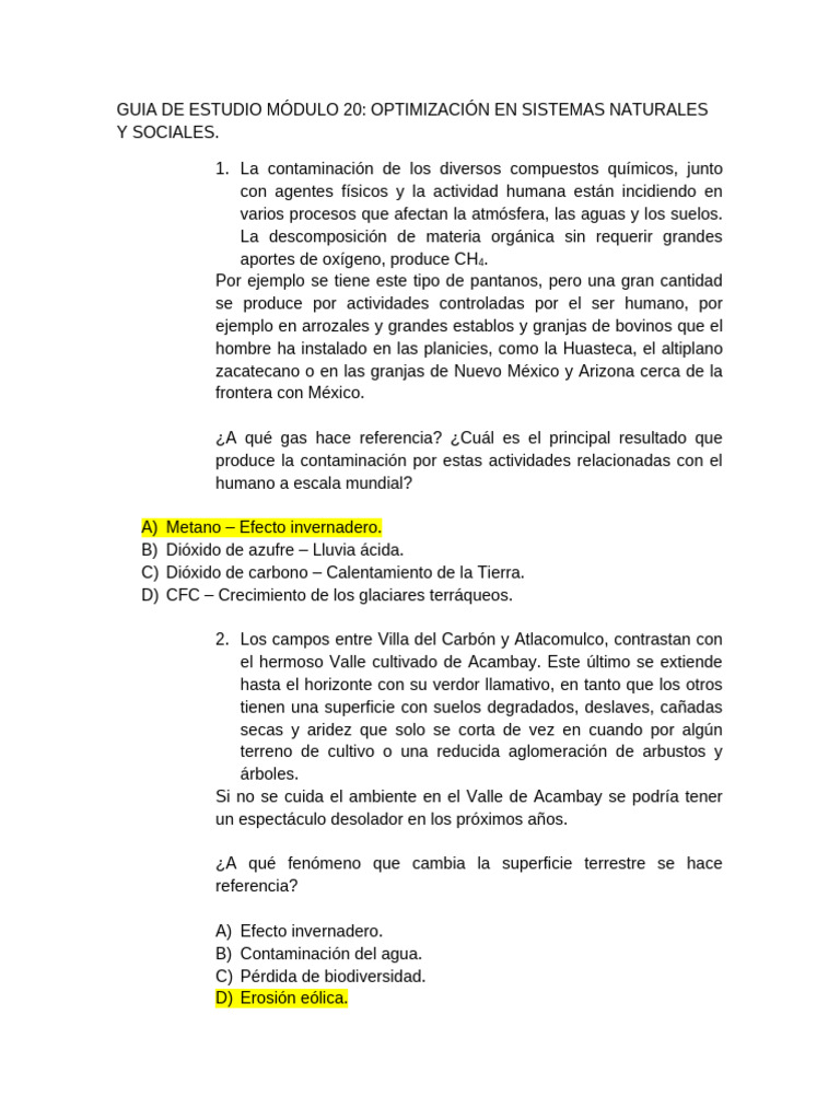 GUIA DE ESTUDIO MODULO 20 - 40 - OPTIMIZACION EN SISTEMAS NATURALES Y SOCIALES - B | PDF ...