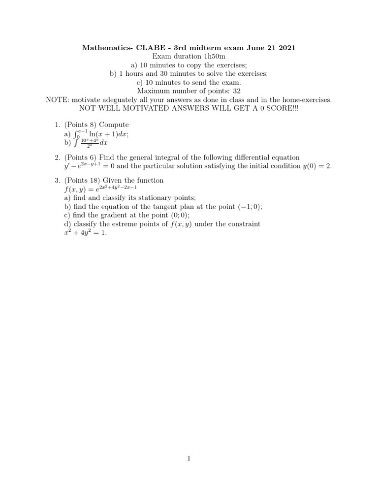 Econ 3rd Midterm and Full | PDF | Determinant | Matrix (Mathematics)