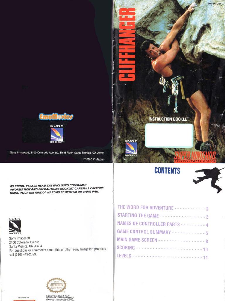 Cliffhanger - SNES - Manual | PDF
