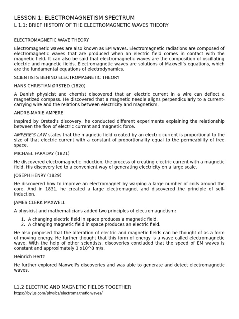Development of Electromagnetism | PDF | Electromagnetism | Electromagnetic Radiation