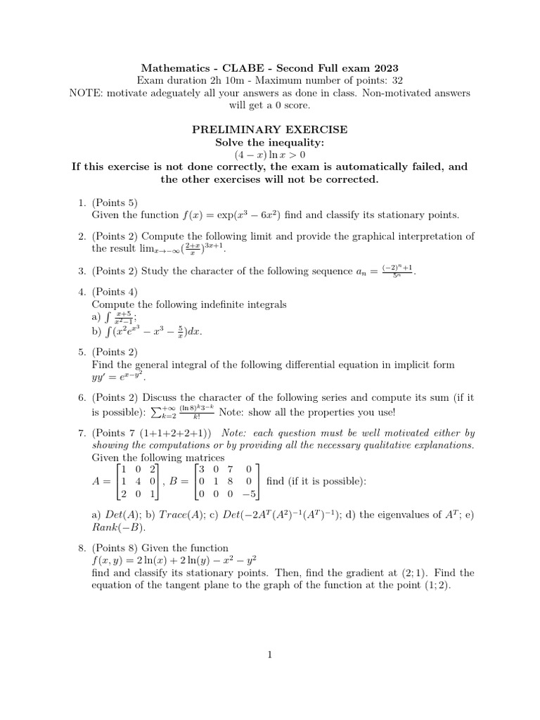 2 Full Four Exam Versions | PDF | Calculus | Mathematical Objects
