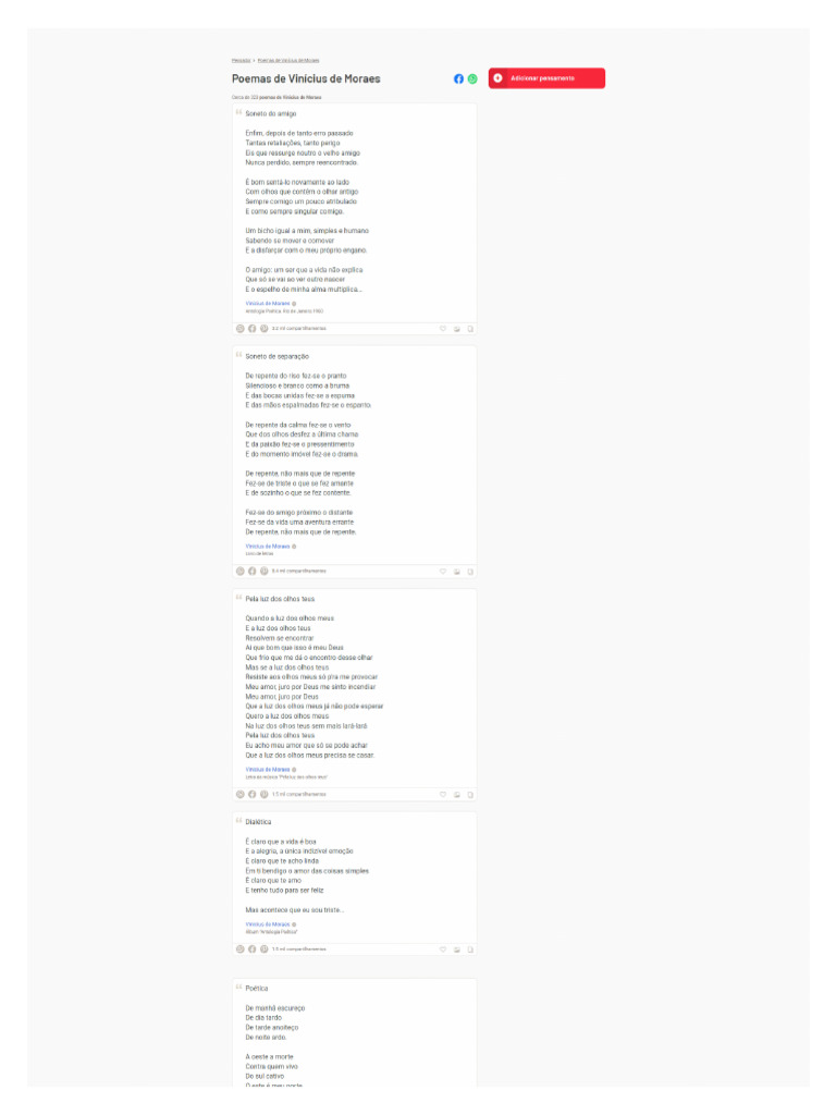 Screencapture Pensador Poemas Vinicius de Moraes 2024 10 25 20 - 40 - 01 | PDF