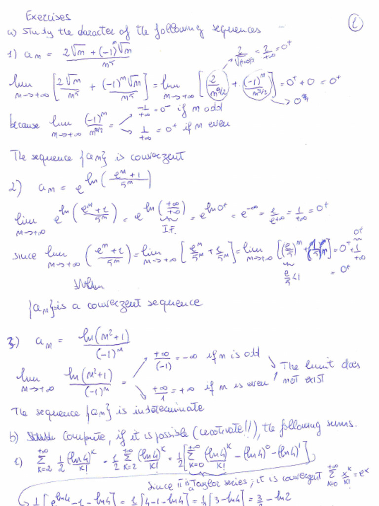 Additional Exercises On Sequences, Series, and Difference Equation | PDF
