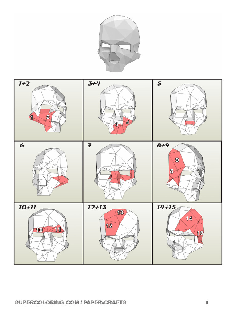 Low Poly Skull Mask Paper Crafts | PDF