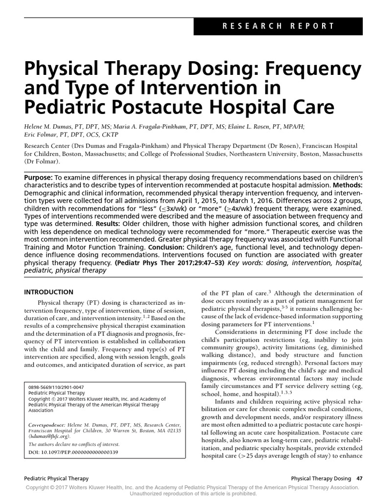 Physical Therapy Dosing Frequency and Type Of.14 | PDF | Physical ...