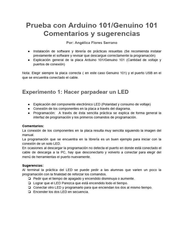 Guide for the Arduino 101-Genuino 101 Board | PDF | Diodo emisor de luz | Arduino