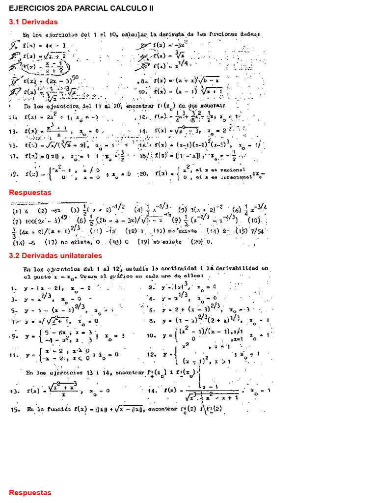 Ejercicios 2 Da Parcial Calculo I | PDF | Métodos y materiales de enseñanza