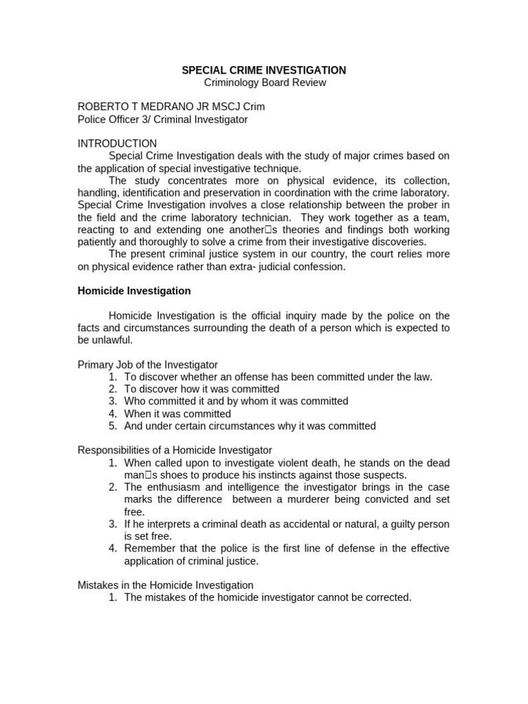 Medz Special Crime Investigation | PDF | Murder | Robbery