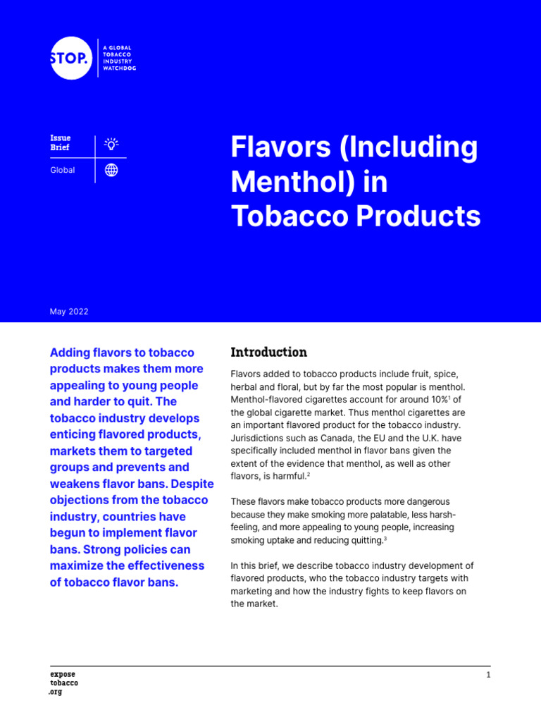 Flavors-Including-Menthol-In-Tobacco-Products-FINAL | PDF | Cigarette ...