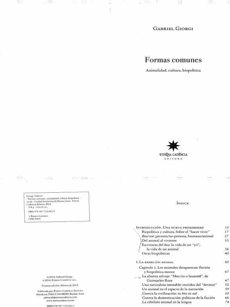 Gabriel Giorgi - Formas Comunes | PDF