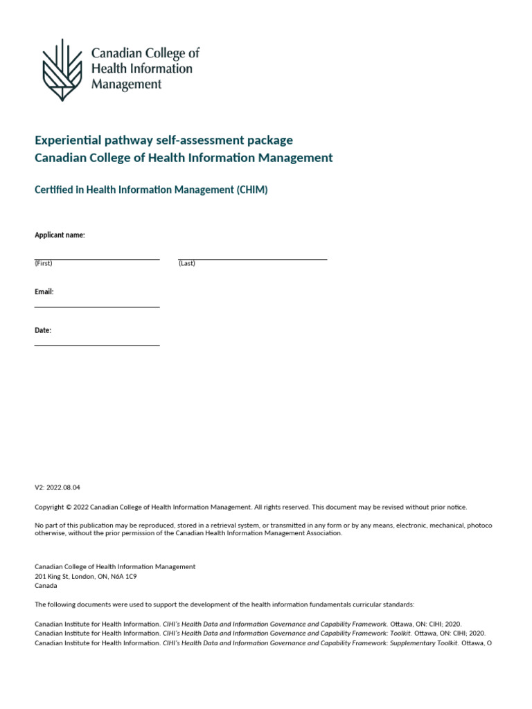 CHIM-Experiential-pathway-self-assessment | PDF | Computer Security ...