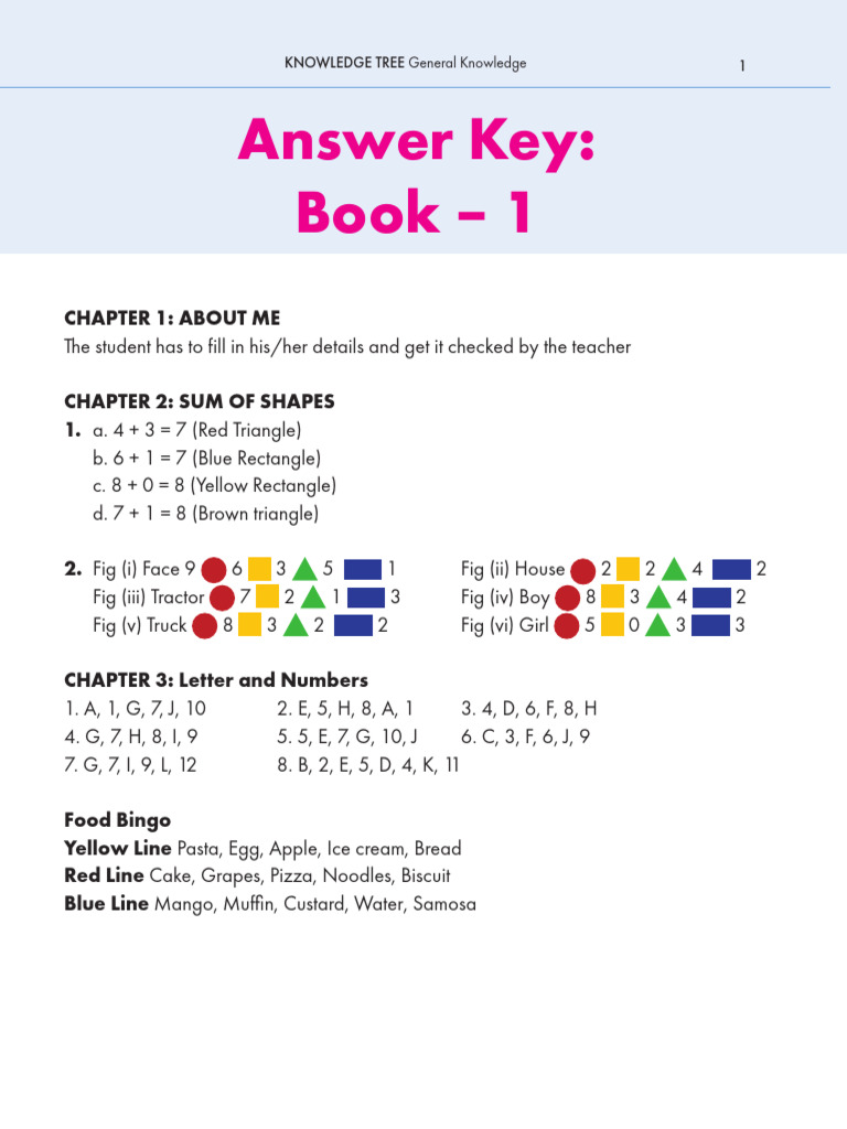 Knowledge Tree book 1 Answer Key | PDF