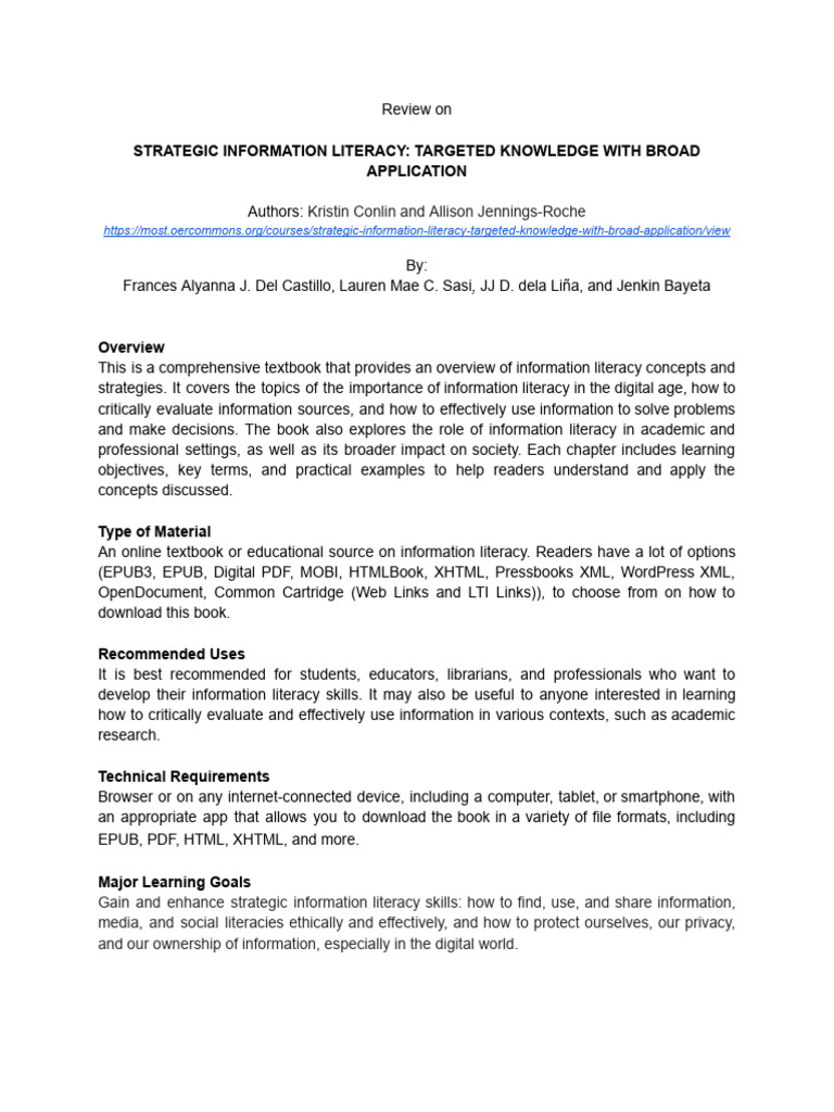 BAYETA DEL CASTILLO DELA LIÑA SASI Peer Review On Strategic Information ...