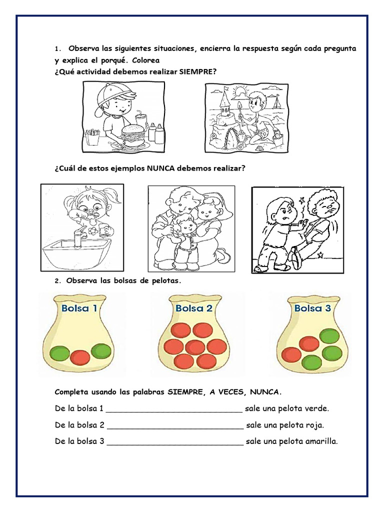Ficha Siempre, A Veces y Nunca | PDF