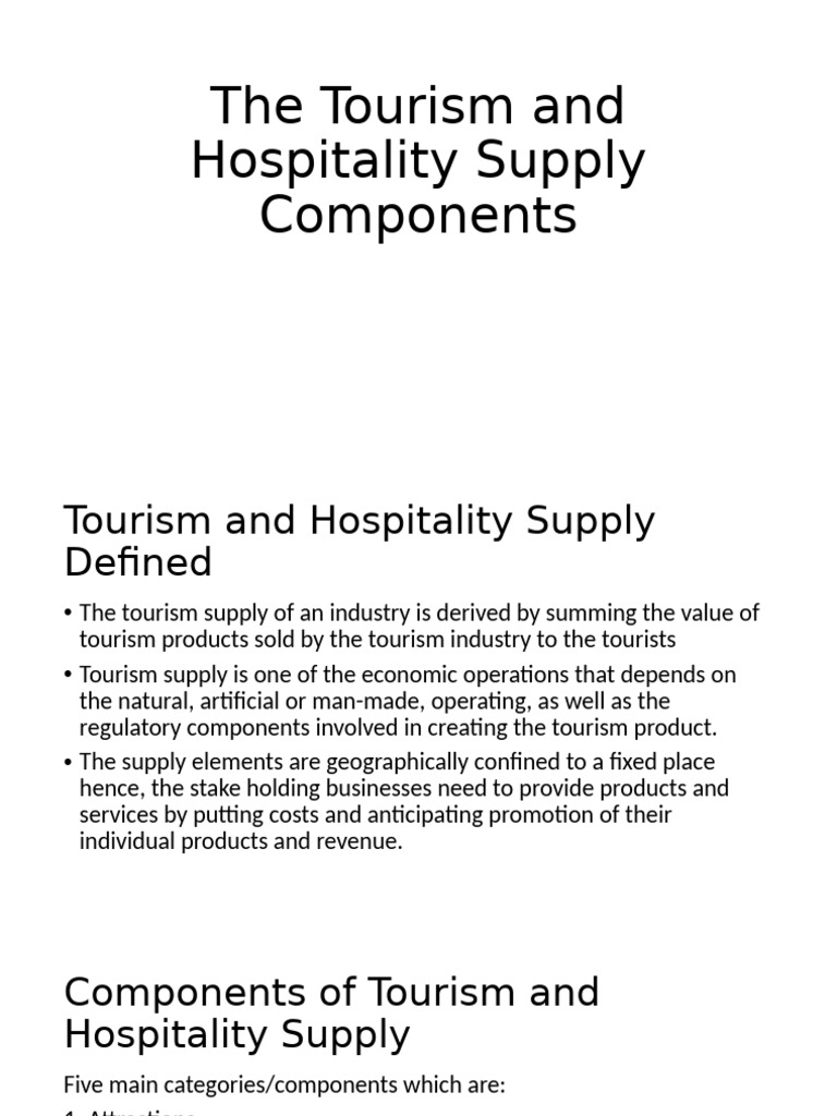 3.0 The Tourism and Hospitality Supply Components | PDF | Restaurants ...