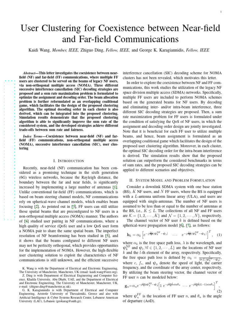 User Clustering For Coexistence Between Near-Field and Far-Field Communications | PDF | Cluster ...