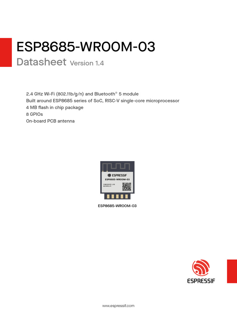 Esp8685-Wroom-03 Datasheet en | PDF | Booting | Microcontroller