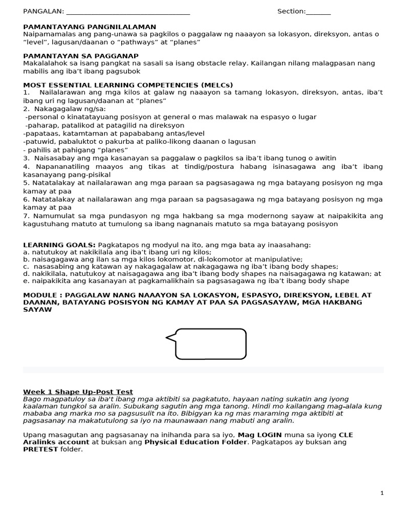 PE2 FINAL MODULE - Students | PDF