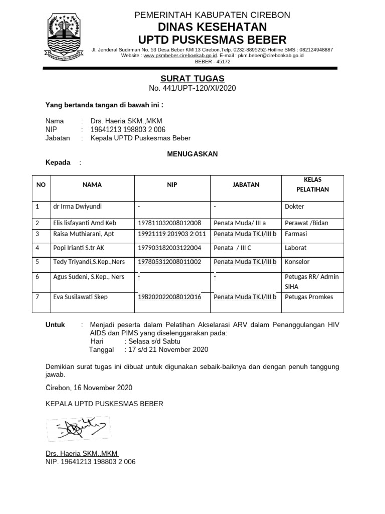 Surat Tugas Pelatihan PDP | PDF