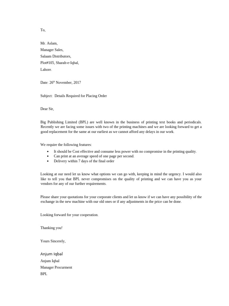 Letter-Writing Skills Sample | PDF