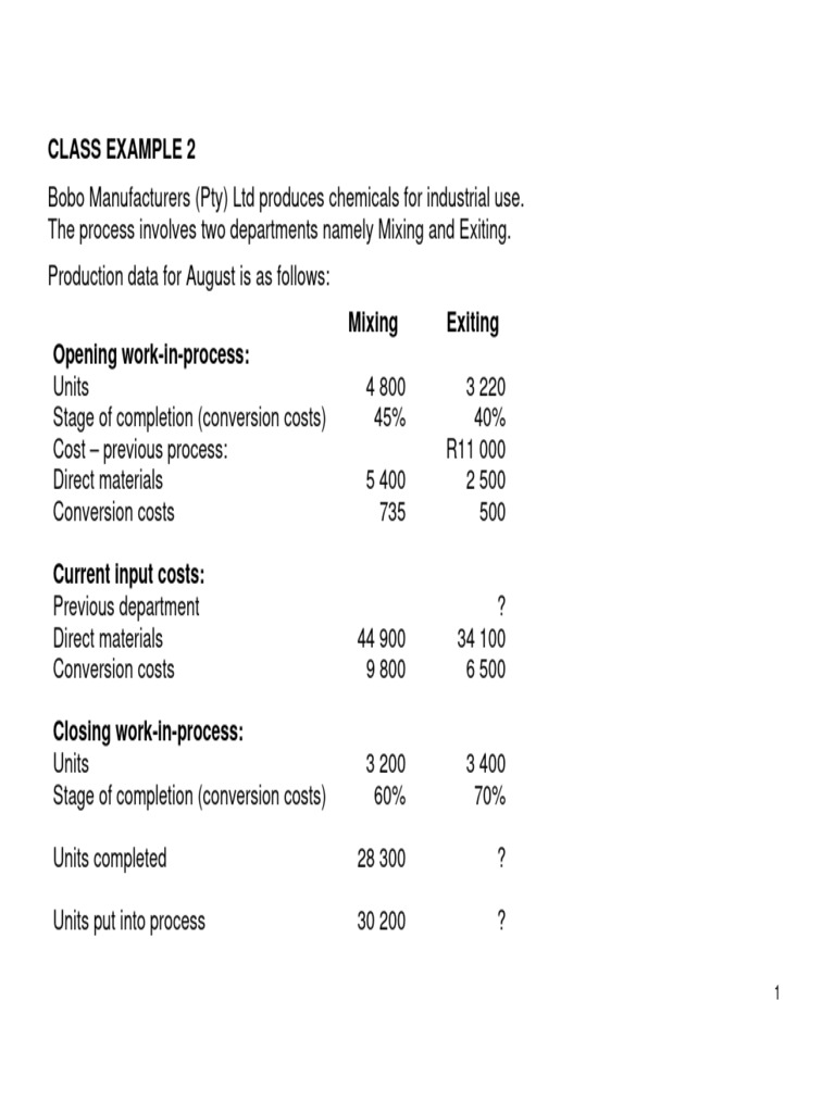 Process Costing Class Ex2 Bobo Q&A Workings | PDF | Valuation (Finance) | Inventory