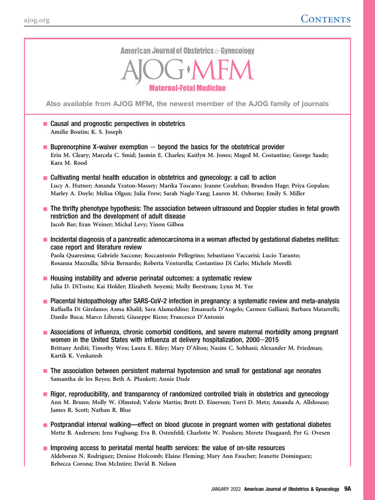 AJOG MFM Table of Contents - Ymob | PDF | Childbirth | Pregnancy