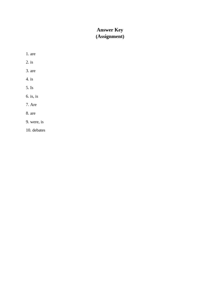 Assignment Answer Key (SV Agreement) | PDF