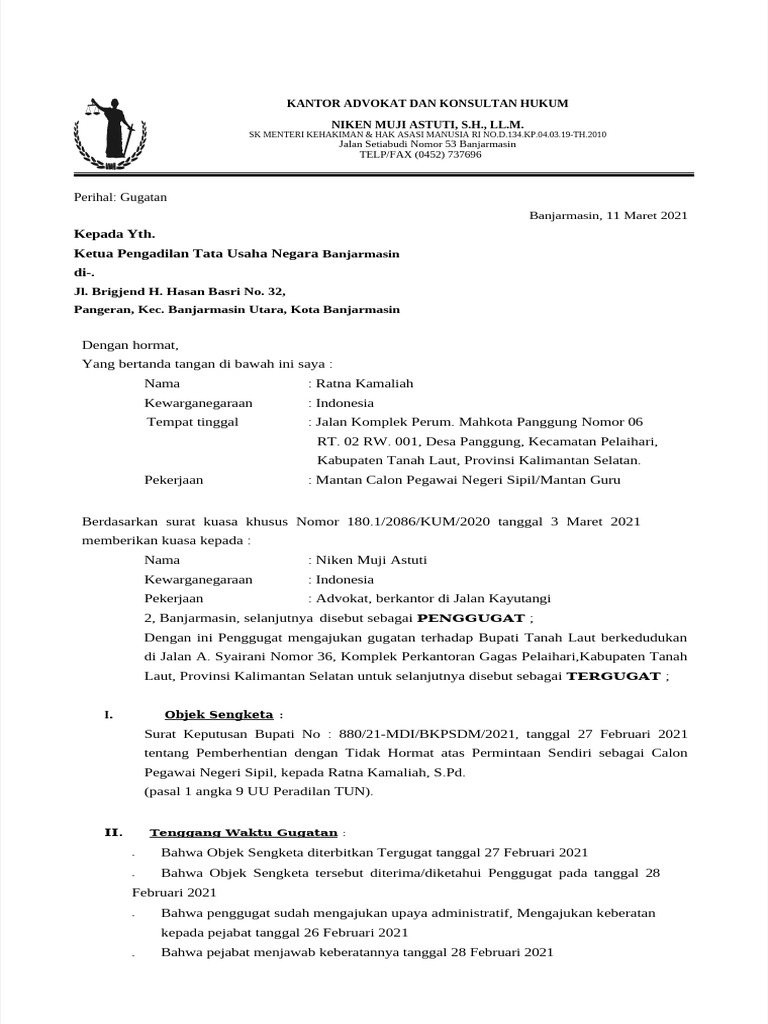 Surat Gugatan Ptun | PDF