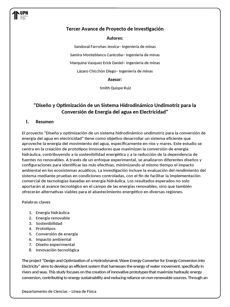 3er Avance | PDF | Fuerza | Ingenieria Eléctrica