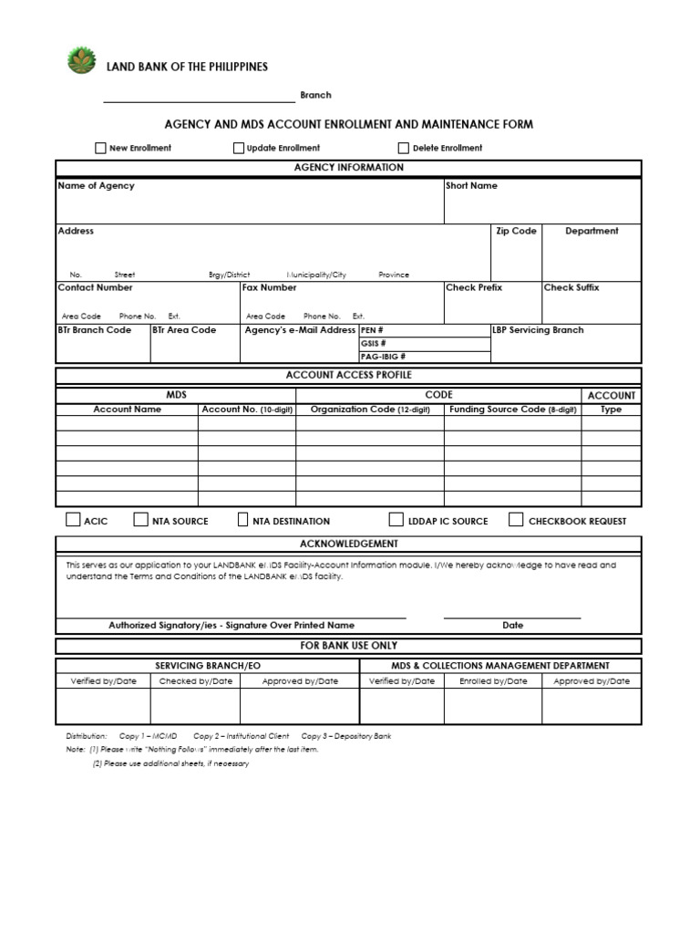 eMDS MDS Account Enrollment Form | PDF | Telecommunications | Computing