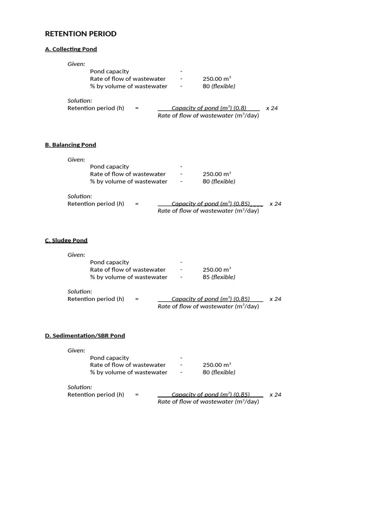 CALCULATION OF RETENTION PERIOD | PDF