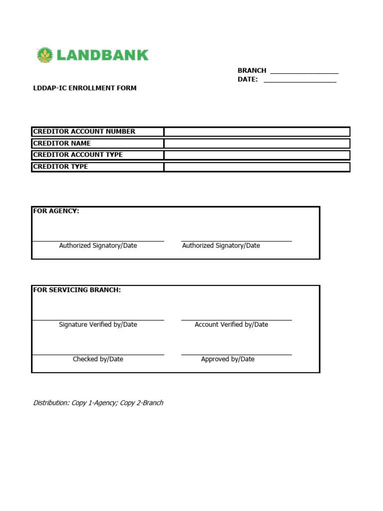 LDDAP-IC Enrollment Form Template | PDF | Finance & Money Management