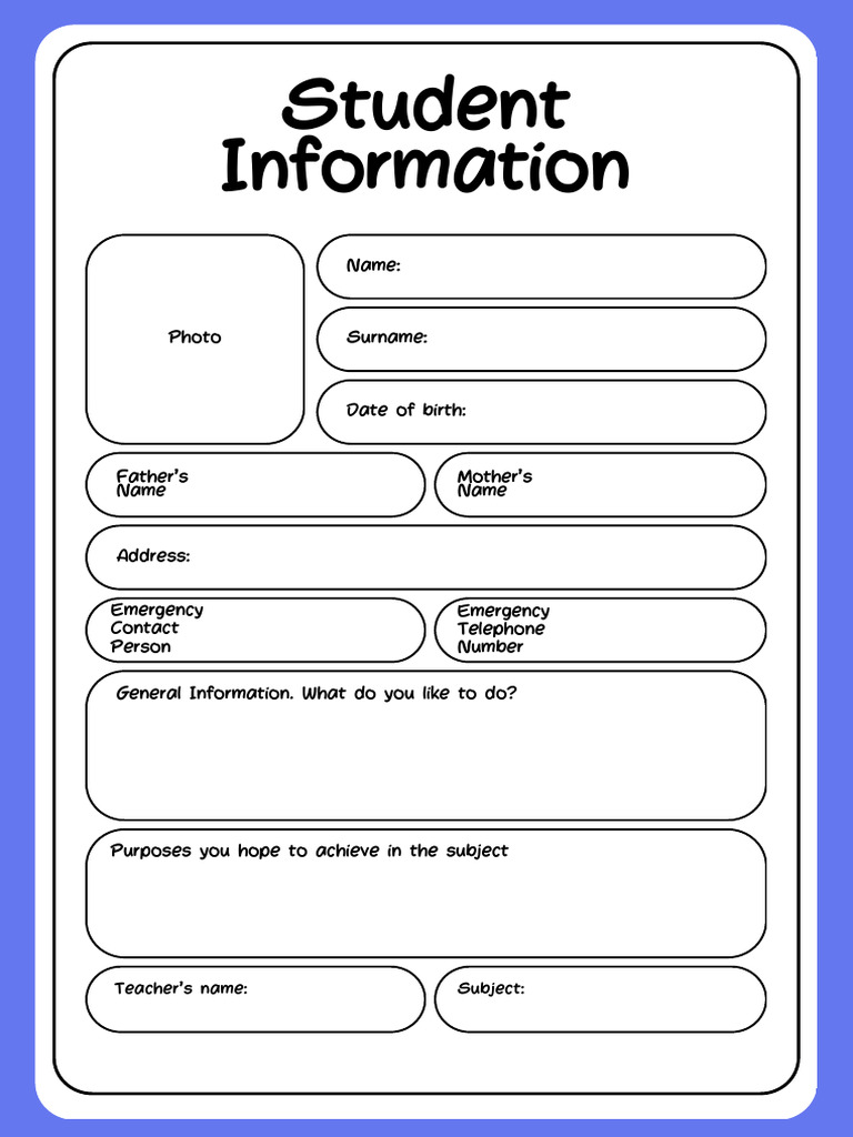 Student Information Form Template | PDF