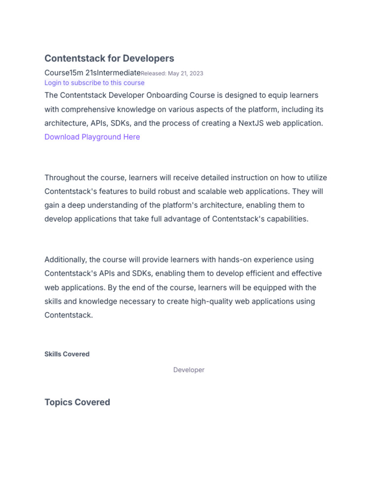 Contentstack Developer Onboarding Course | PDF | Art