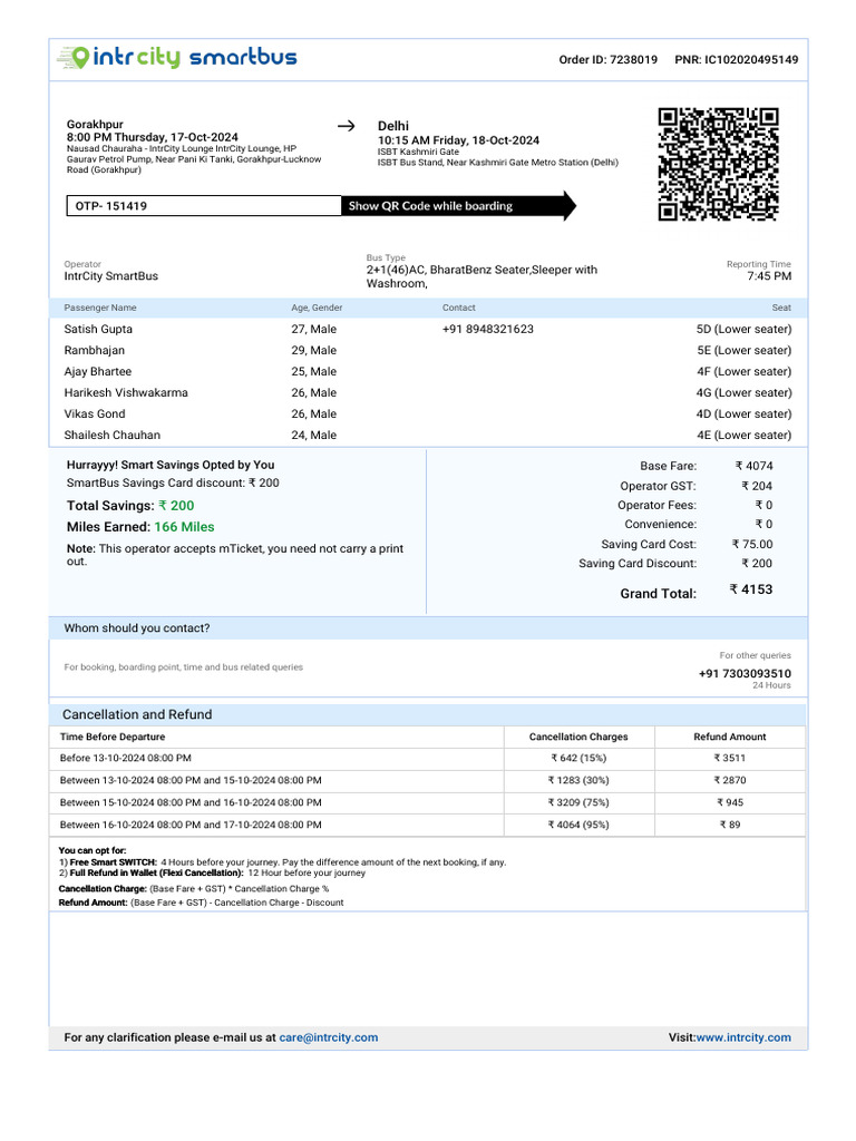 IC102020495149 Bus Ticket Receipt | PDF | Ticket (Admission) | Payments
