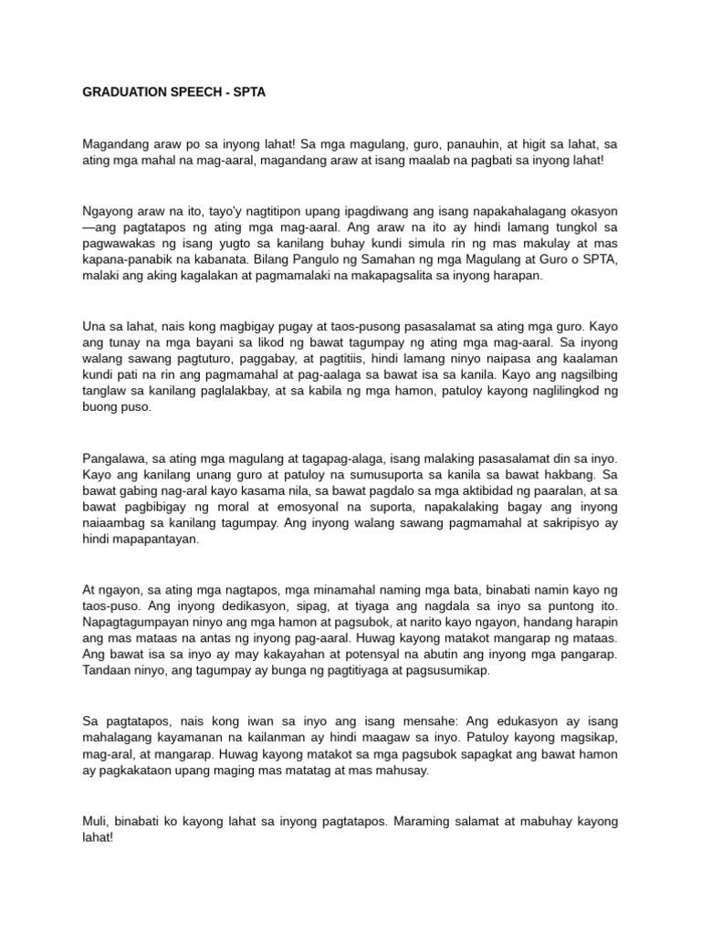 Graduation Speech | PDF