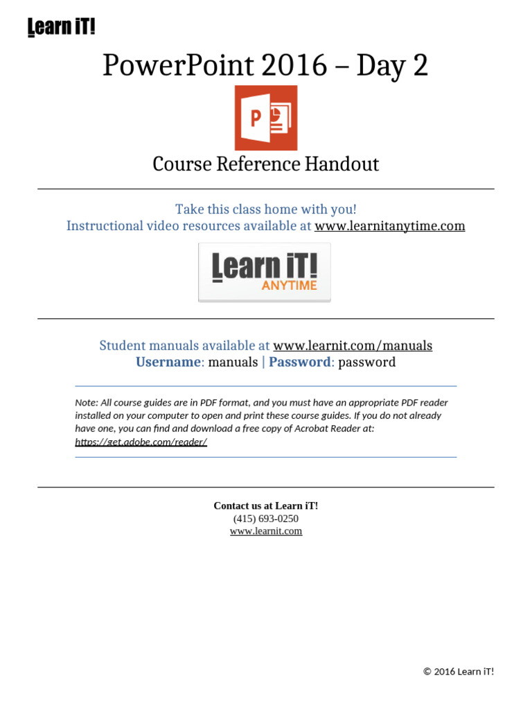 PowerPoint 2016-Day 2 Handout - FINAL | PDF | Microsoft Word | Microsoft Power Point