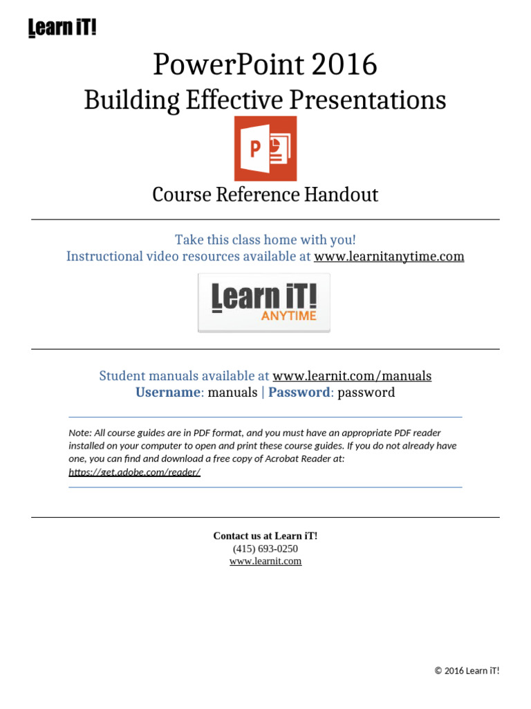 PowerPoint 2016 - Building Effective Presentations - FINAL | PDF | Microsoft Power Point ...