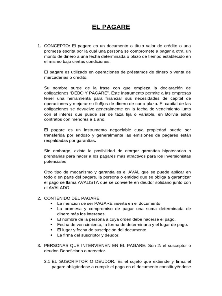 Conceptos Clave del Pagaré | PDF | Dinero | Economias