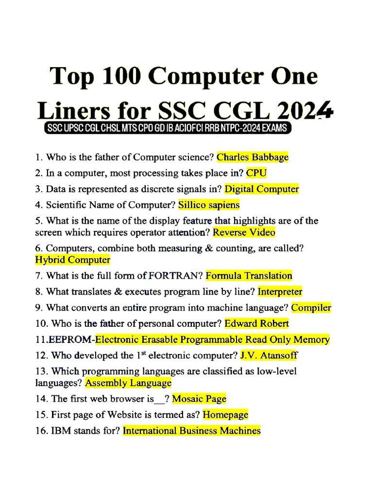 Top 100 Computer One Liners | PDF