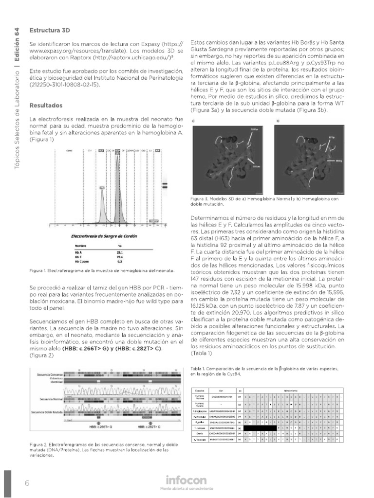 Uso de bioinformatica en el diagnostico de hemoglobinopatias parte 3 | PDF
