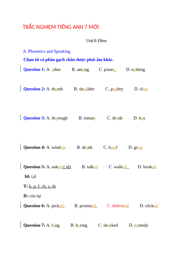 Bai Lam - Unit-8-Co-Dap-An-Films-Gydqj | PDF | Vietnam