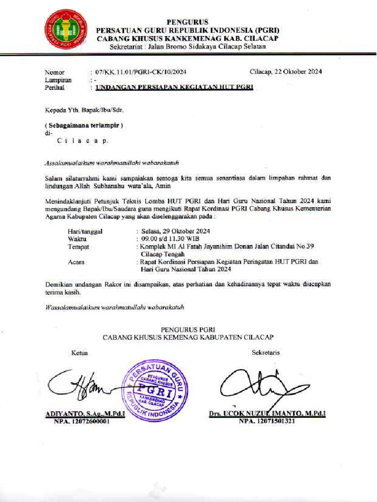 Undangan Rakor 29 Oktober | PDF