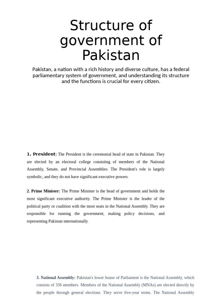 Pakistan Government Structure Overview | PDF | Government Of Pakistan ...