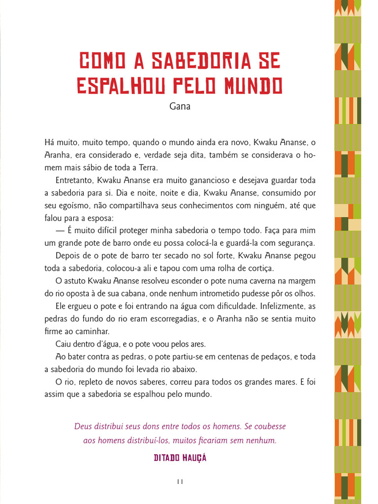 Anansi e a Sabedoria Espalhada | PDF